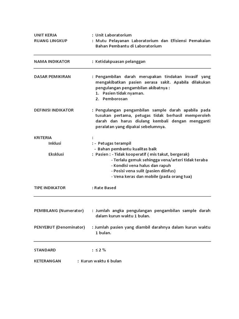 Laboratorium - Indikator Mutu | PDF