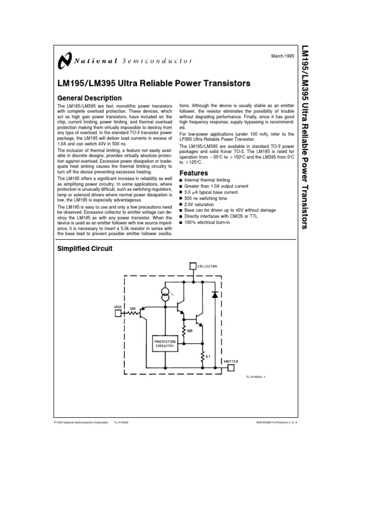 LM195 - LM395 | PDF | Amplifier | Transistor