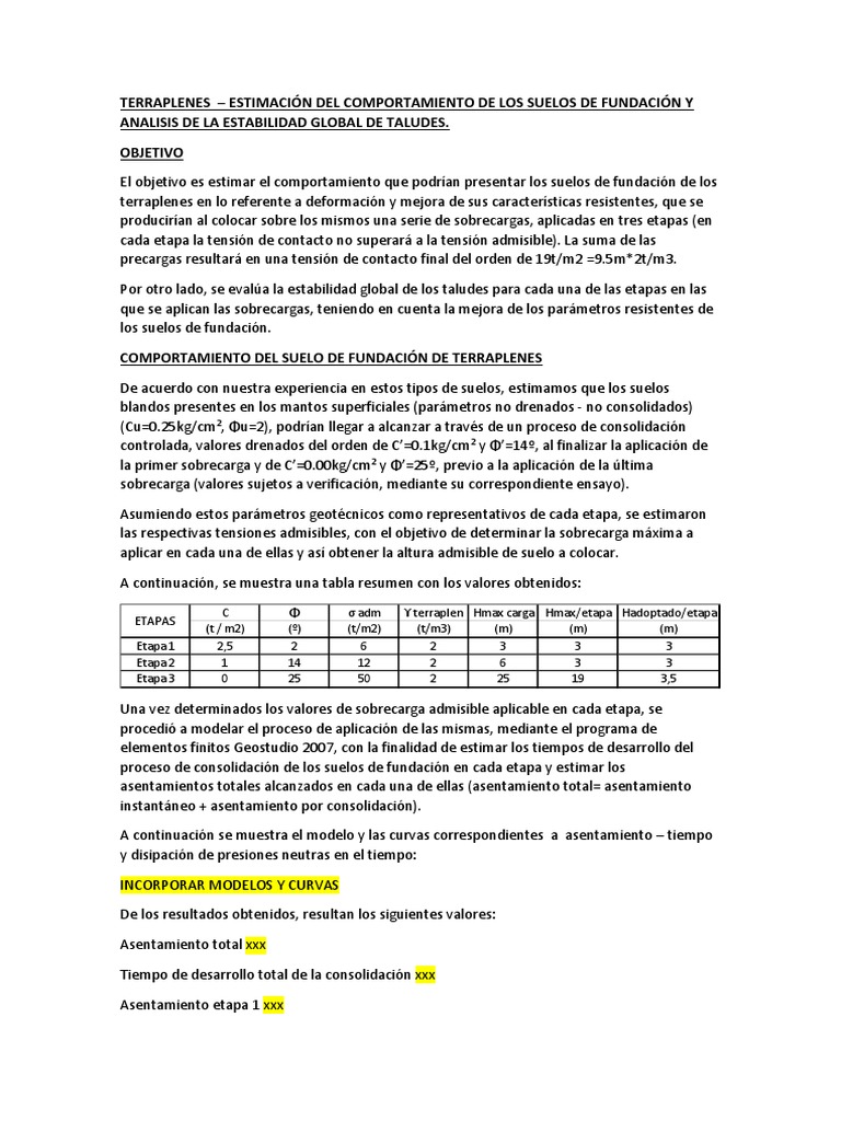 Asentamientos Por Consolidación TERRAPLENES RN33 | PDF | Science ...