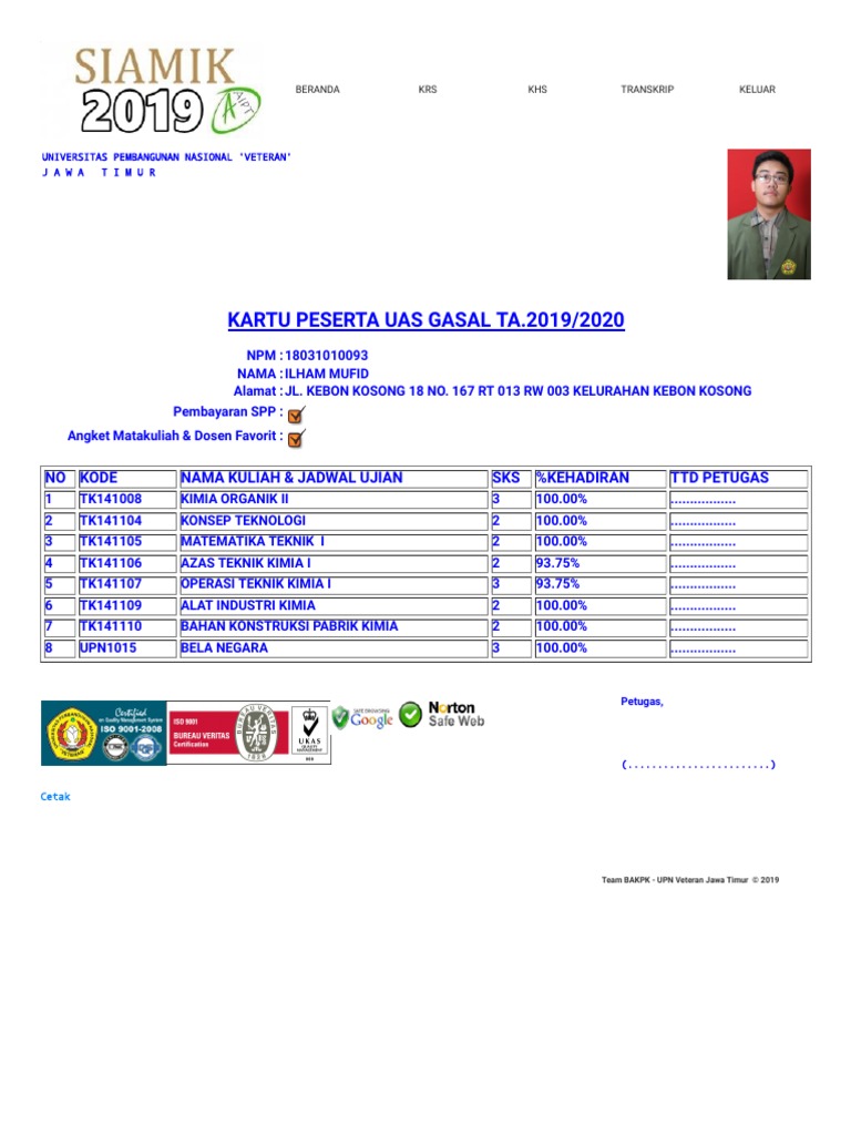 Sistem Informasi Akademik (SIAMIK) Uas Sem.3 PDF | PDF