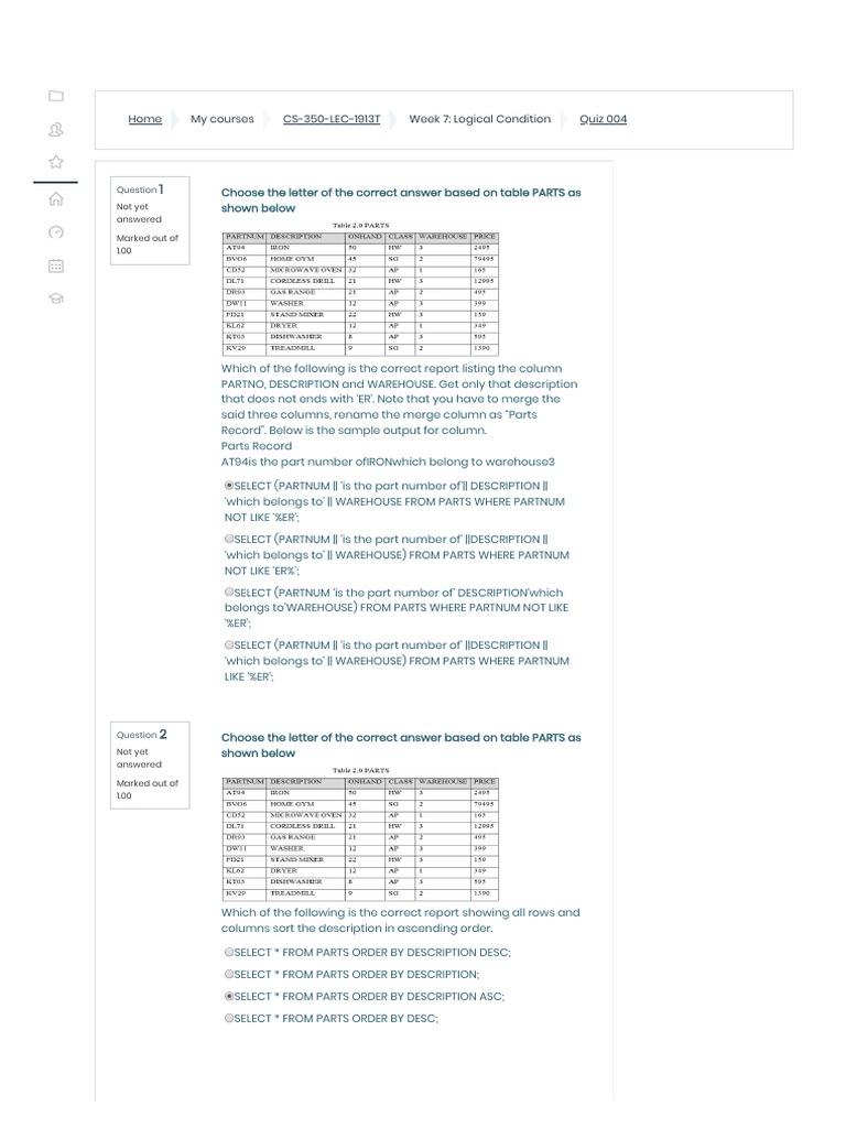 DBMS - Quiz 004 - 8 PDF | PDF | Computer Programming | Areas Of Computer Science