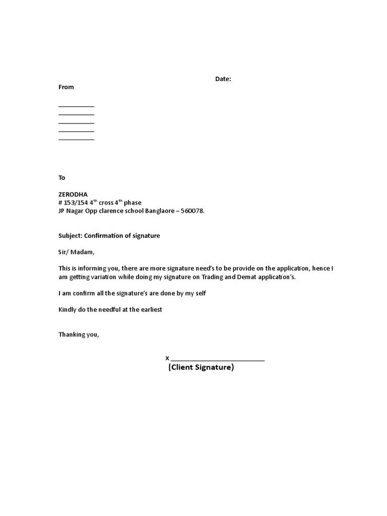 Signature Confirmation Letter | PDF