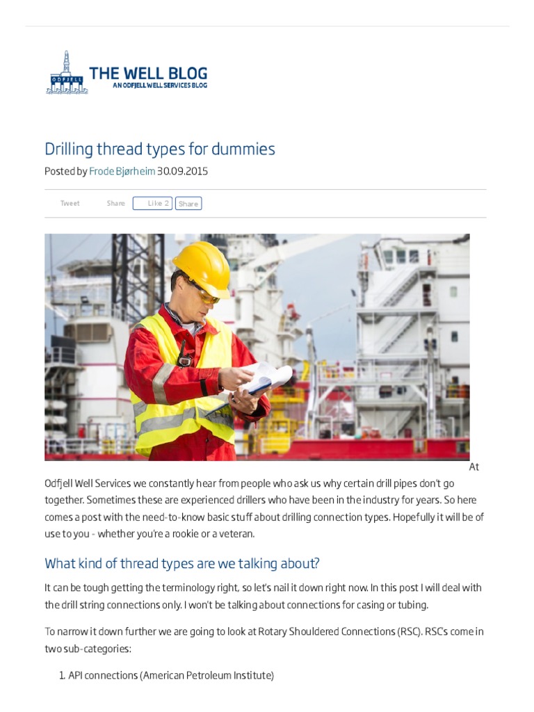 Drilling Thread Types For Dummies | PDF | Pipe (Fluid Conveyance) | Drill