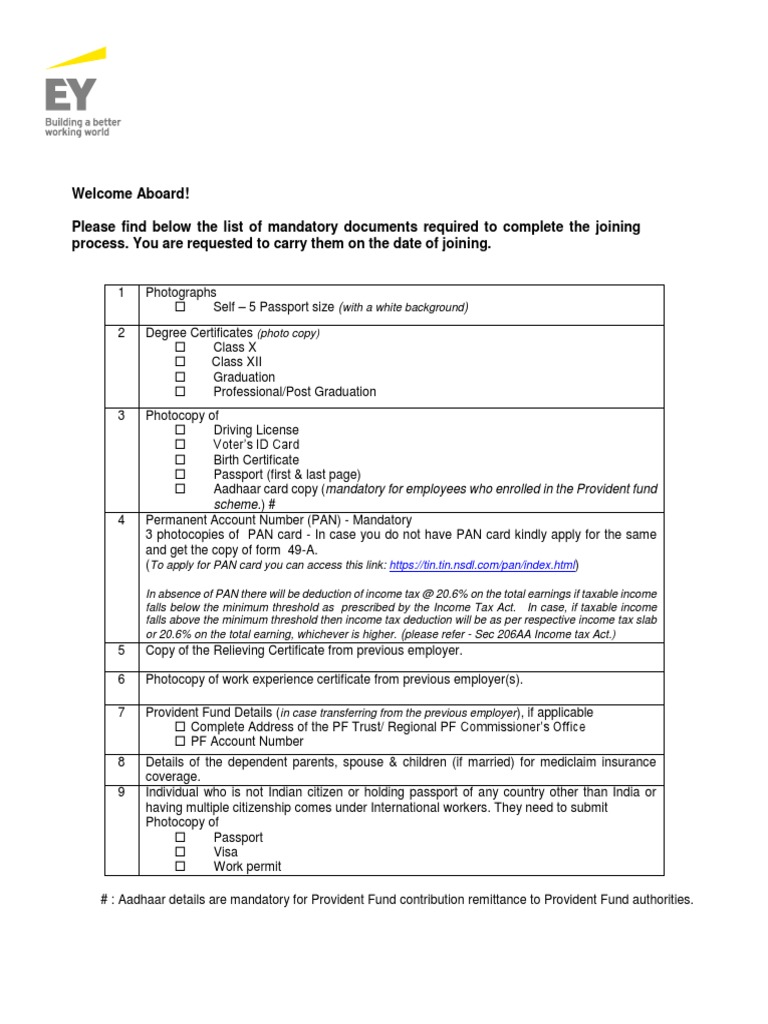 Joining Checklist - Revised | PDF | Payments | Government