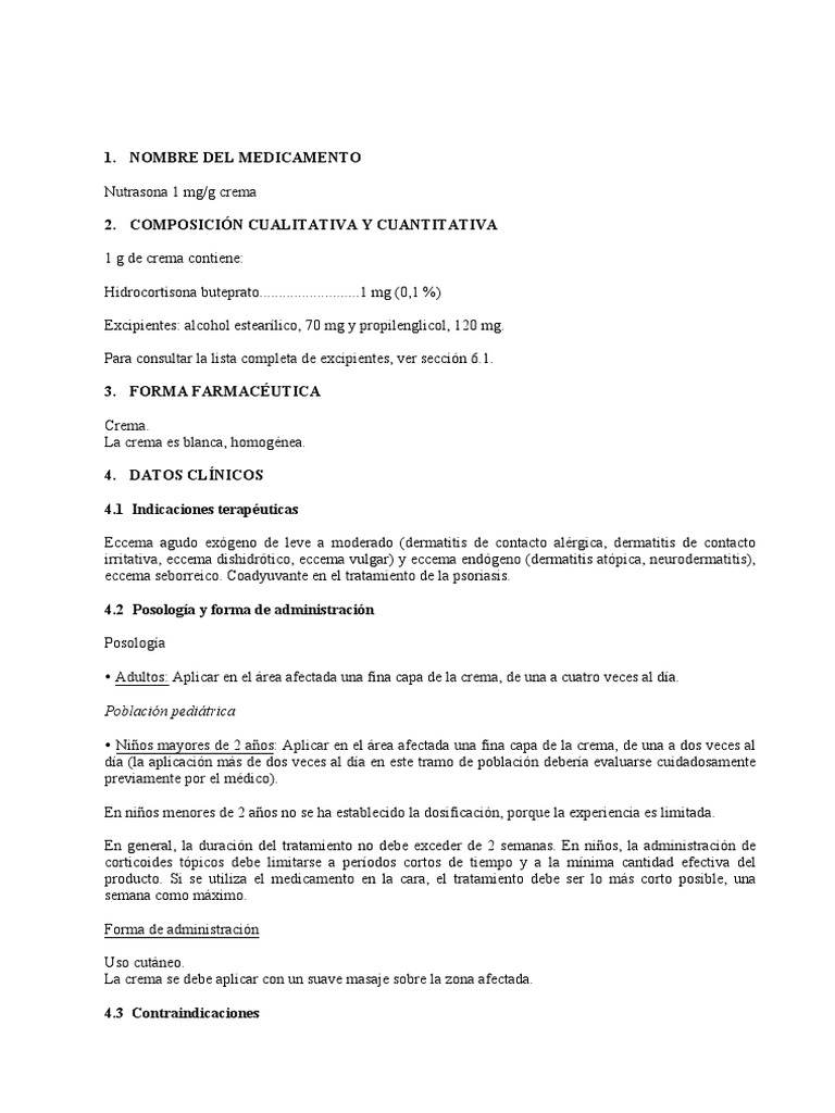 Es SPC Nutrasona - Crema | PDF | Corticosteroides | Medicamentos con receta