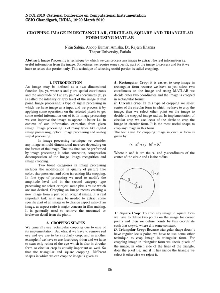 Ncci 2010 Crop Images In Different Shapes Using Matlab Pdf Data 9163