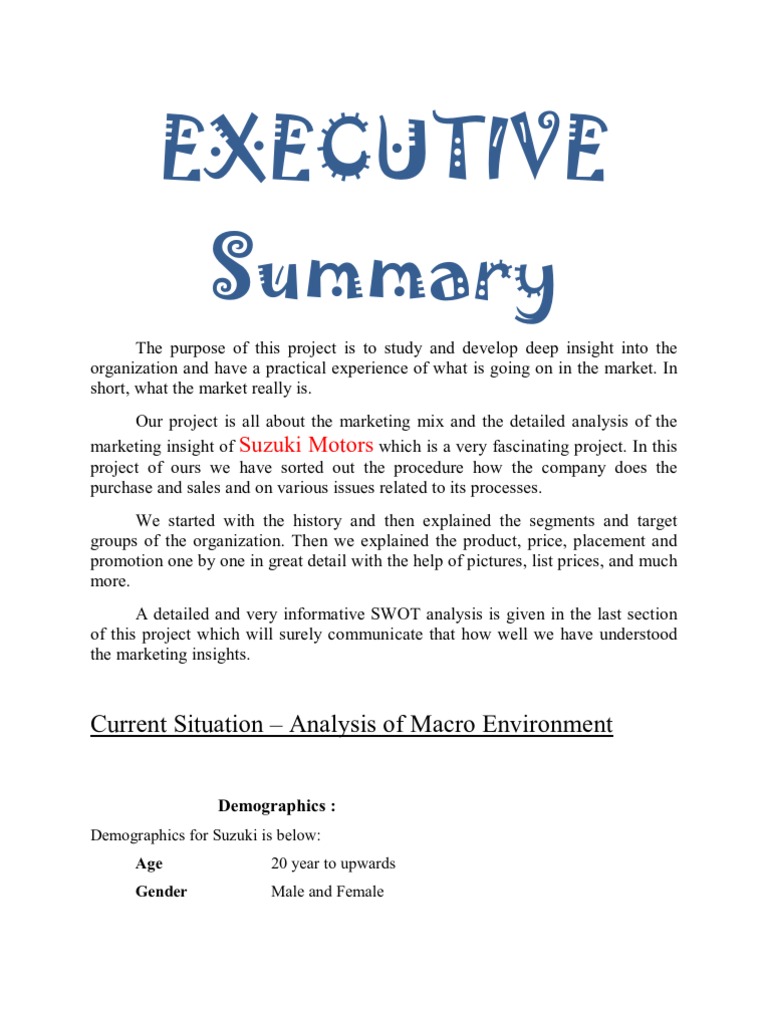 Executive Summary | Car | Competition
