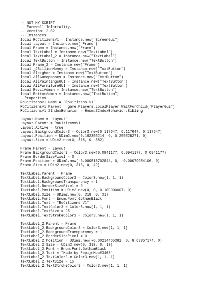 RoCitizens V1 Money Script Guide | PDF | Teaching Methods & Materials ...