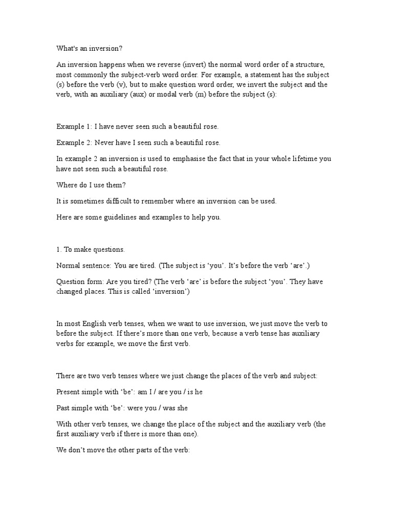 Inversions | Download Free PDF | Verb | Syntax
