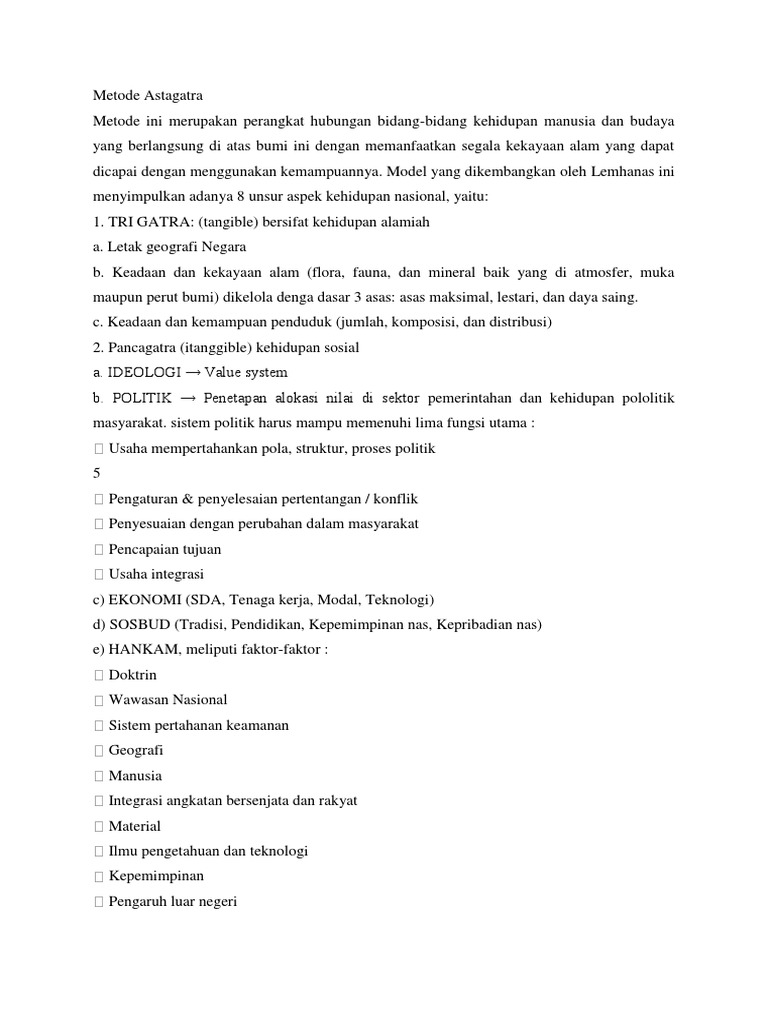 Metode Astagatra | PDF | Politik | Ilmu Sosial
