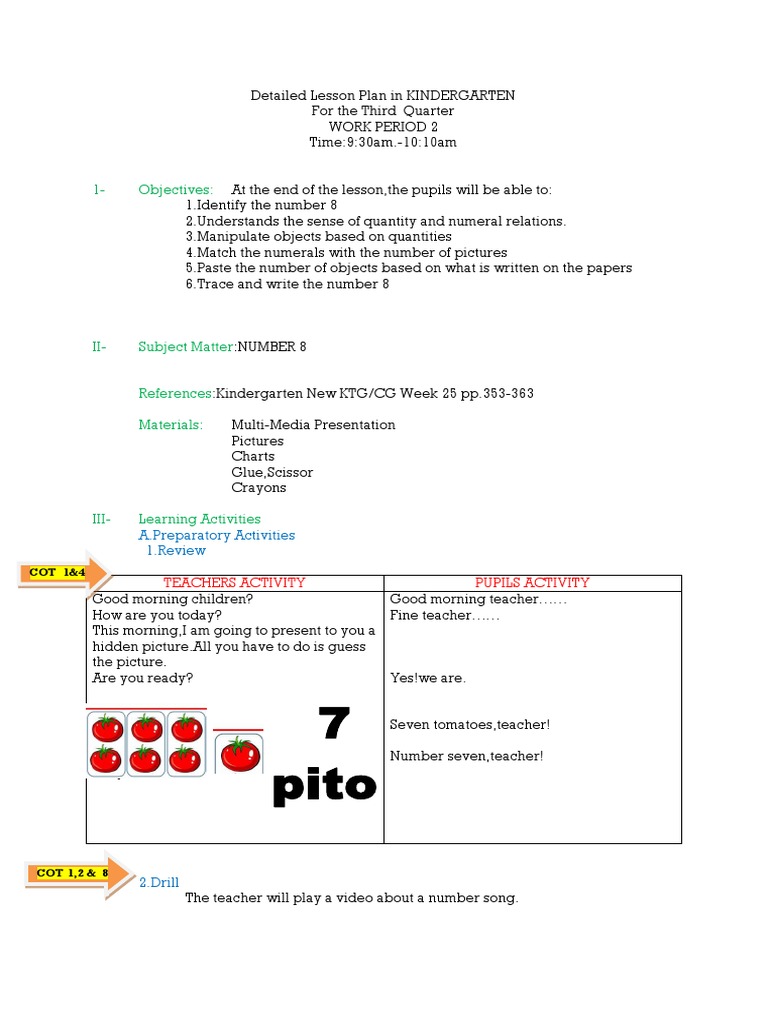 Detailed Lesson Plan in KINDERGARTEN 3rd Quarter | PDF | Cognition ...