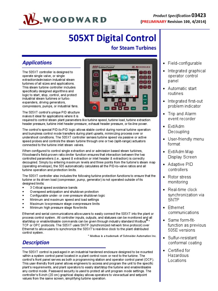 100 - 505XT Digital Control | PDF | Turbine | Input/Output