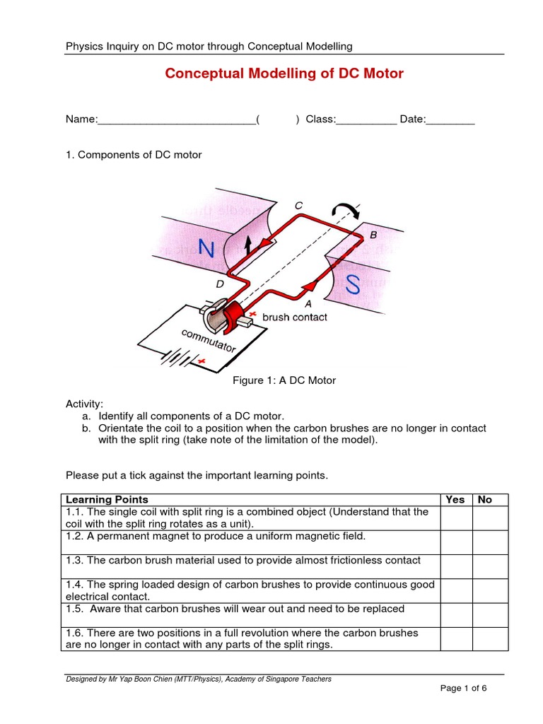 EM DC Motor (2) Worksheet | PDF | Electric Motor | Magnetic Field