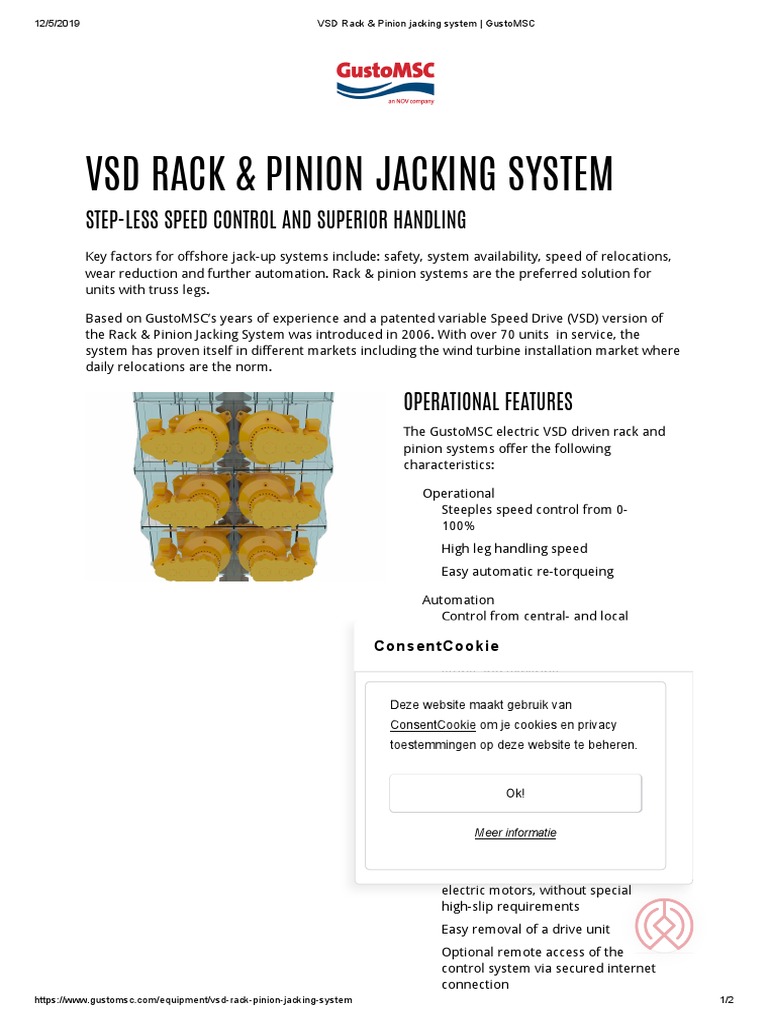 VSD Rack & Pinion Jacking System - GustoMSC | PDF | Automation | Electric Motor