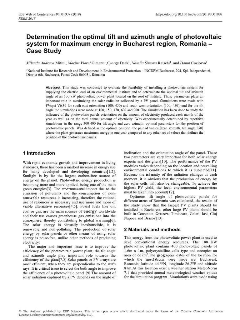 Azimuth Angle of Photovoltaic | PDF | Photovoltaics | Energy Development