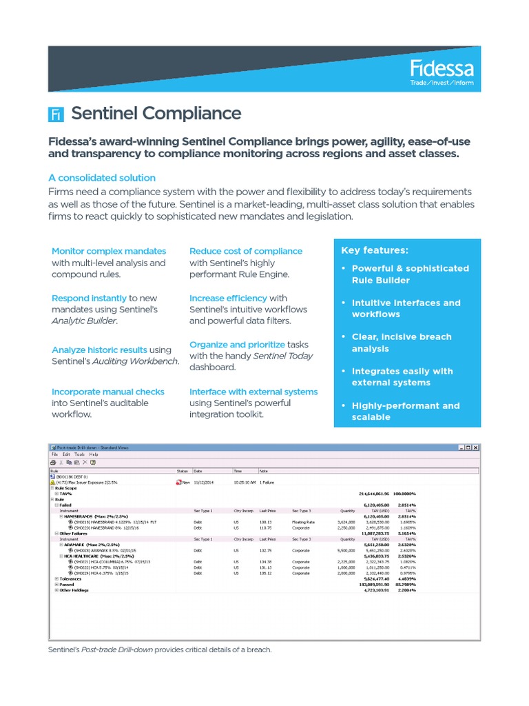 Fidessa Sentinel Compliance | PDF | Regulatory Compliance | Hedge Fund