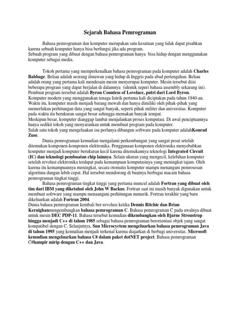 Sejarah Bahasa Pemrograman | PDF