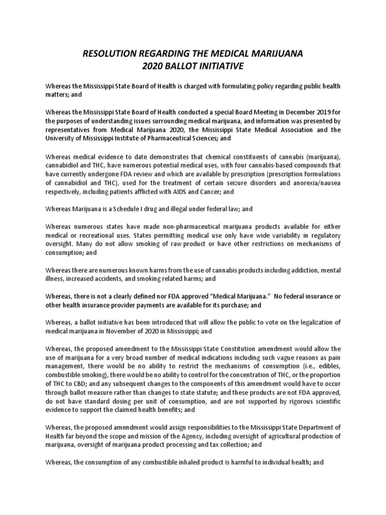 MBOH Resolution | Download Free PDF | Medical Cannabis | Cannabis (Drug)