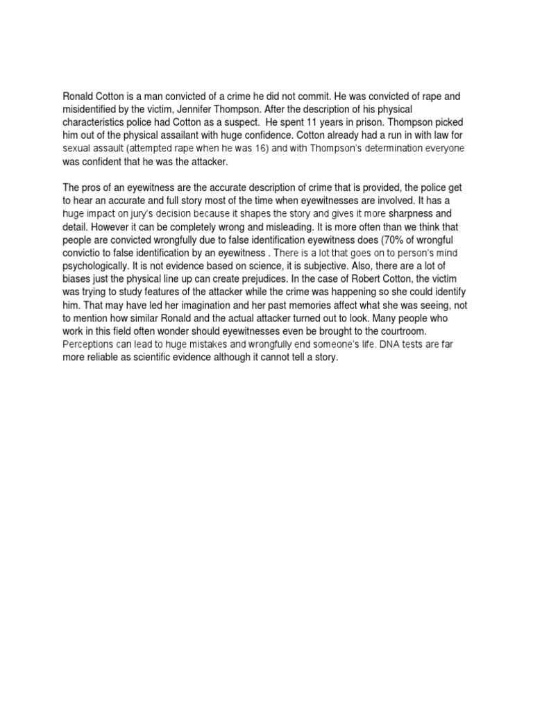 Ronald Cotton Case | PDF