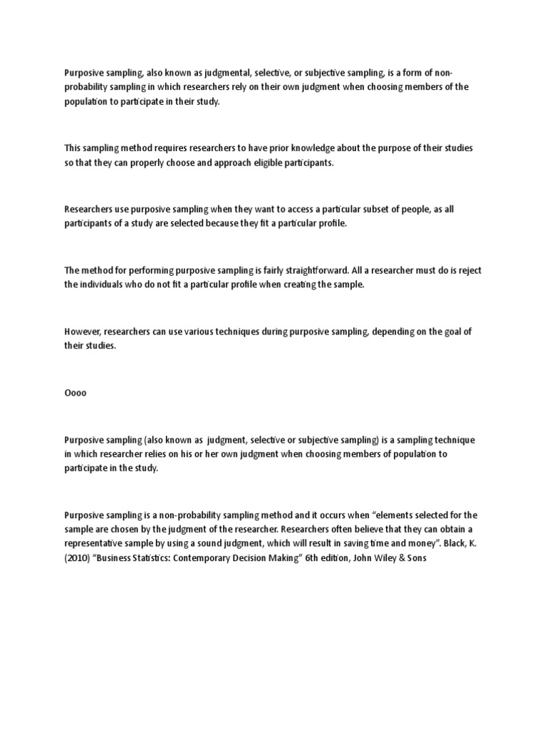 Purposive Sampling | PDF