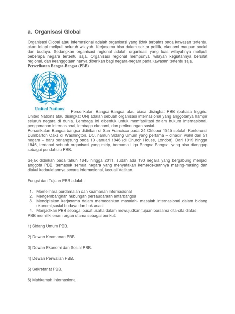 Peran dan Fungsi PBB dalam Diplomasi Global | PDF