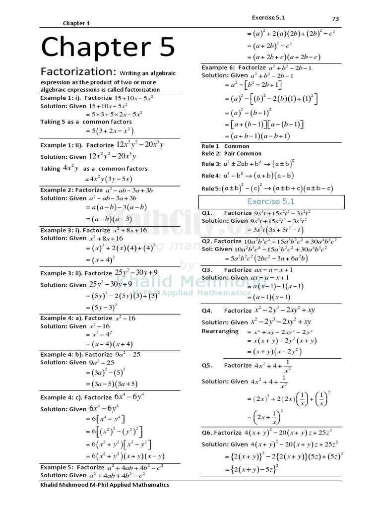 KPK 9th Maths ch05 PDF | PDF | Area | Factorization