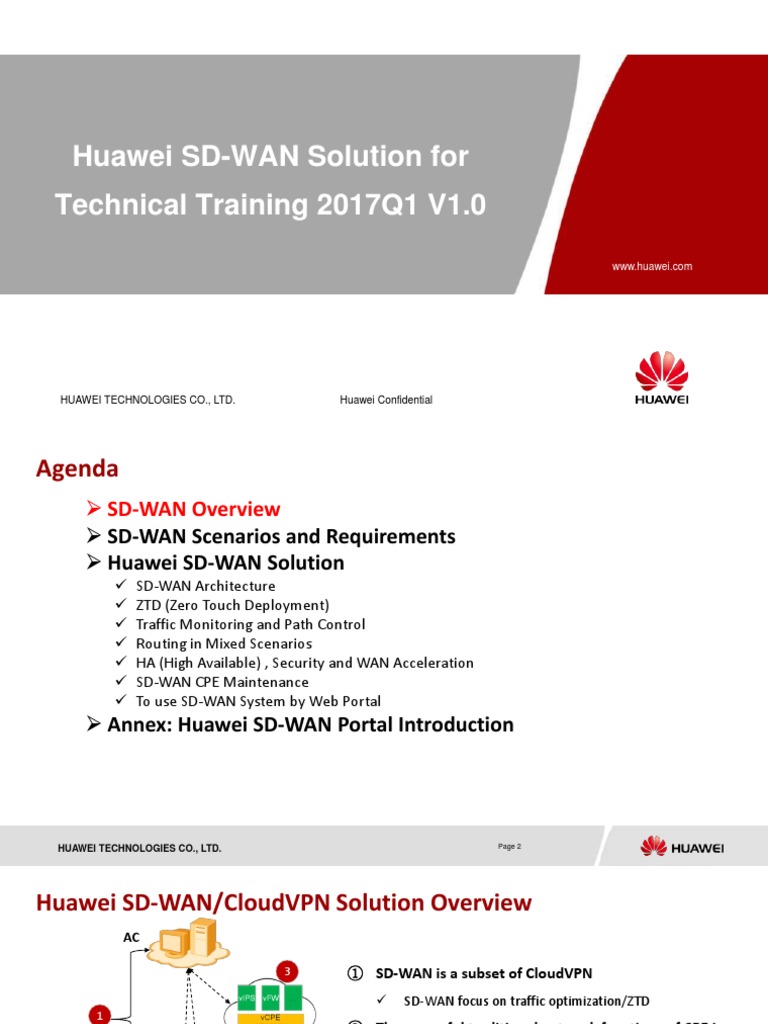 Huawei SD-WAN Solution For Technical Training 2017Q1 V1.0 | PDF | Virtual Private Network | Ip ...