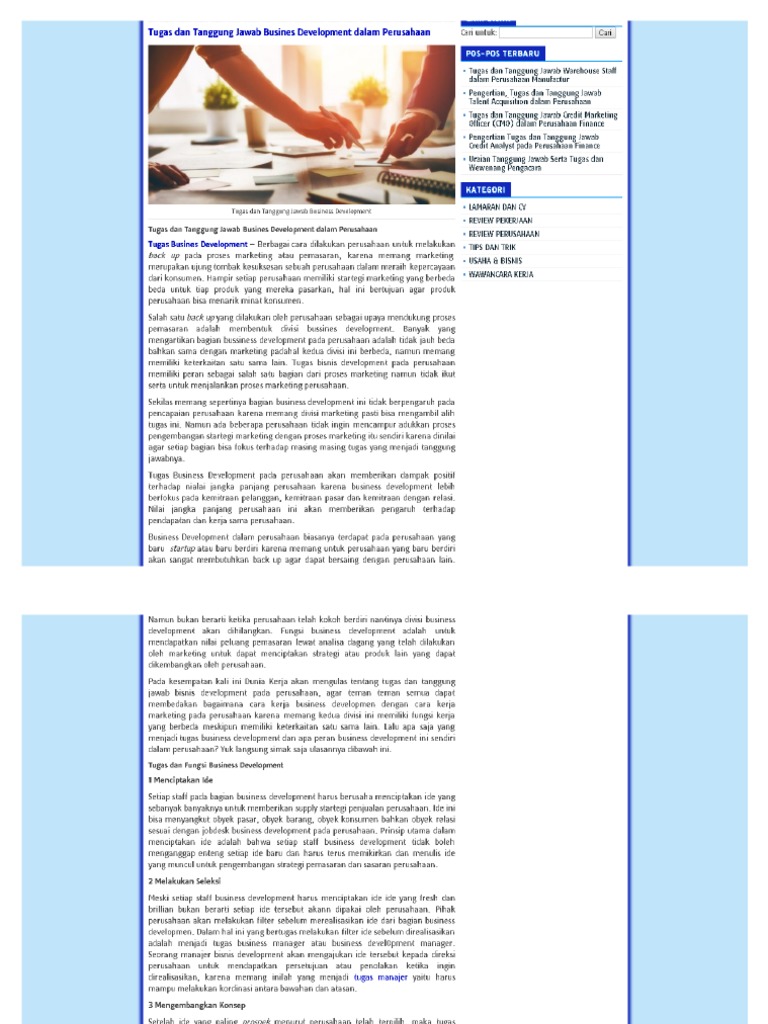 Tugas & Tanggung Jawab Business Development | PDF Tugas & Tanggung Jawab Business Development | PDF