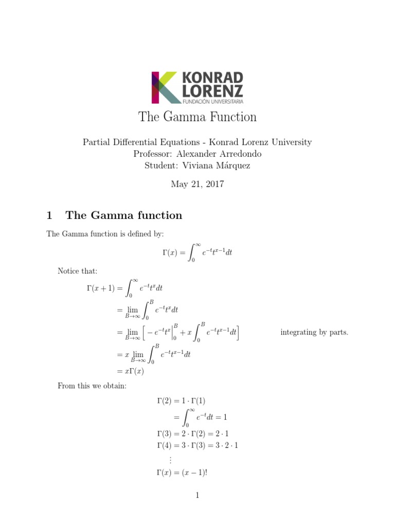 Gamma Function | PDF | Integer | Mathematical Analysis