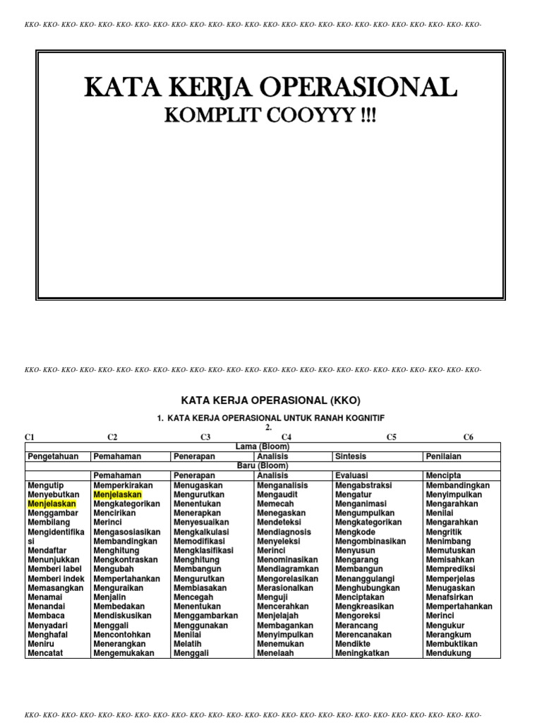Kko (Kata Kerja Operasional) | PDF