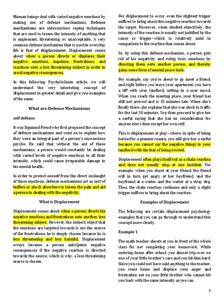 Defense Mechanisms | PDF | Id | Defence Mechanisms