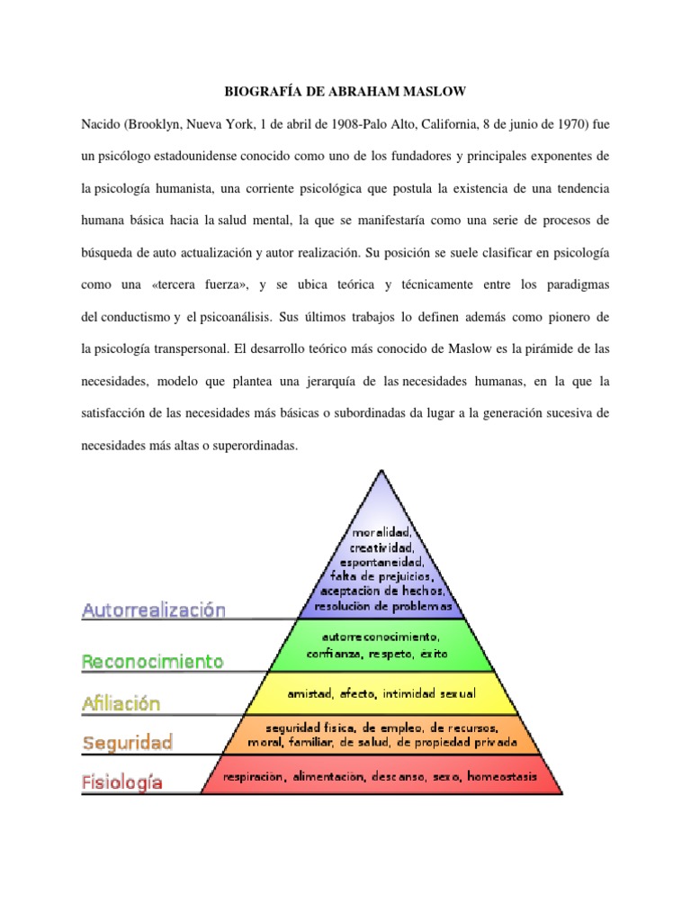Biografía de Abraham Maslow | PDF