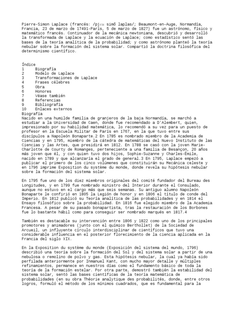 Pierre-Simon Laplace: Su vida y contribuciones fundamentales a la ...