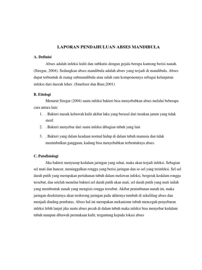 Laporan Pendahuluan Abses Mandibula | PDF