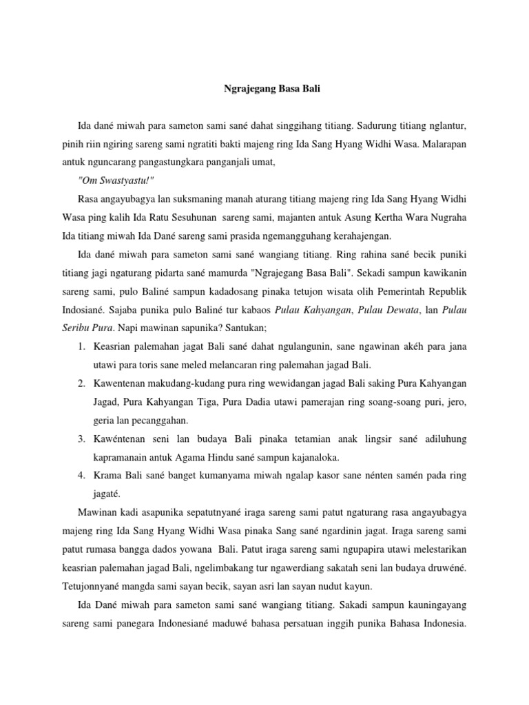 Pidarta Basa Bali | PDF | Kajian Bahasa Asing | Seni