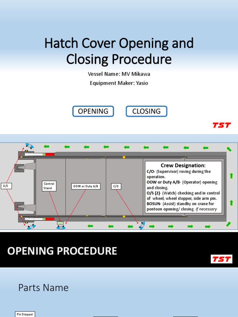 Hatch Cover Operation Procedures | PDF | Crane (Machine) | Mechanical ...