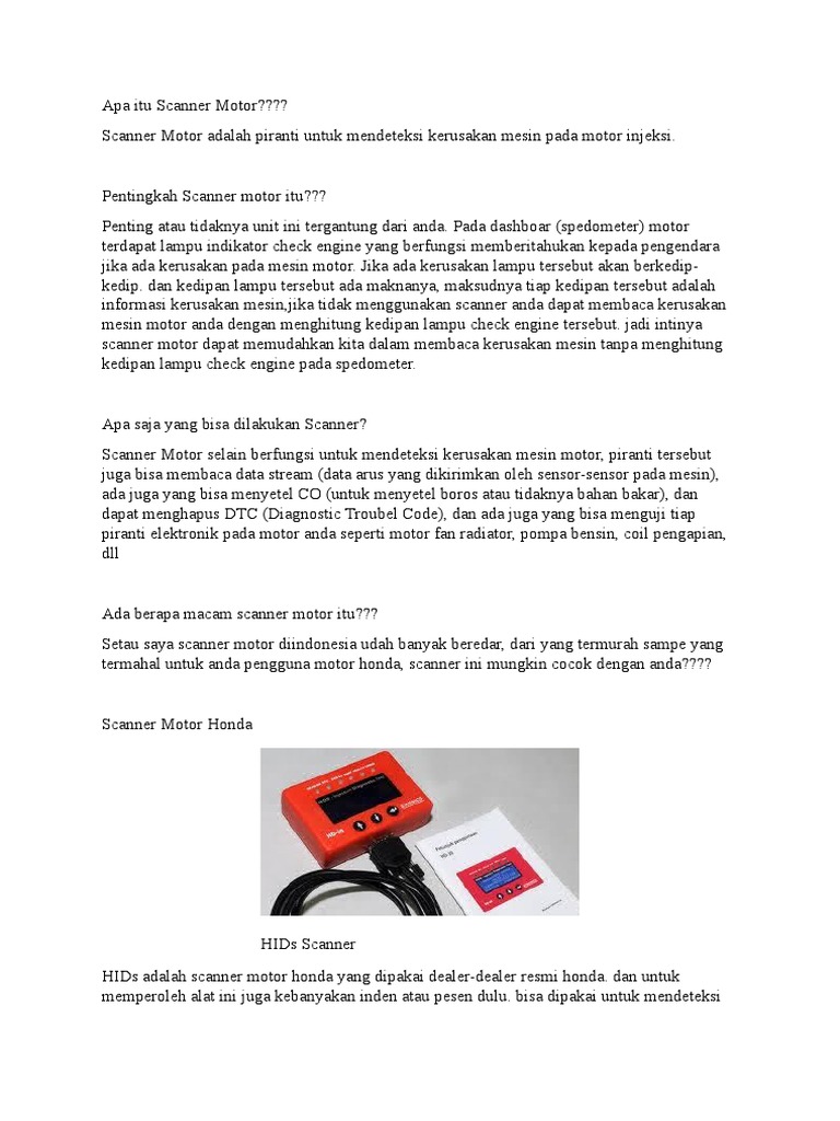 Apa Itu Scanner Motor | PDF