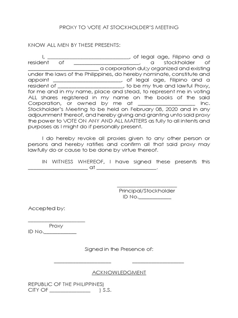 Proxy Voting Authorization Form | PDF | Law | Social Science
