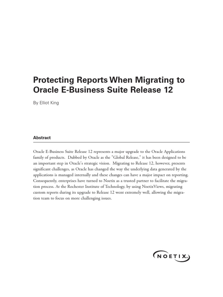 Protecting Reports When Migrating To Oracle E Business Suite Release 12 Pdf Oracle Database