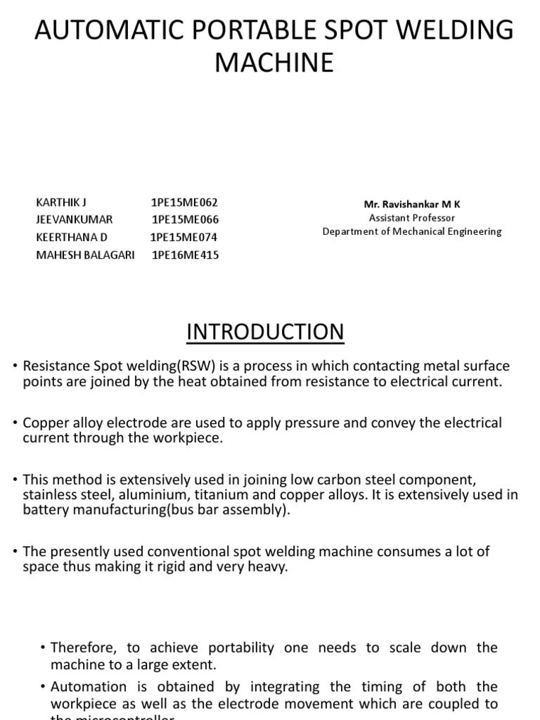 Automatic Portable Spot Welding Machine | PDF | Sheet Metal | Welding