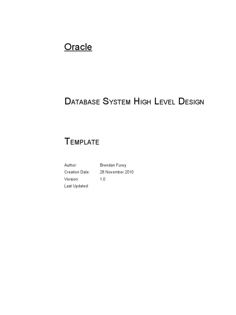 A Database System High Level Design Template | Database Schema | Oracle ...