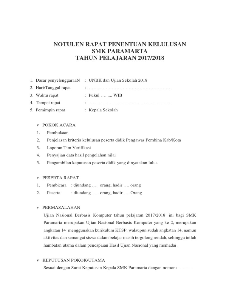 Notulen Rapat Penentuan Kelulusan | PDF