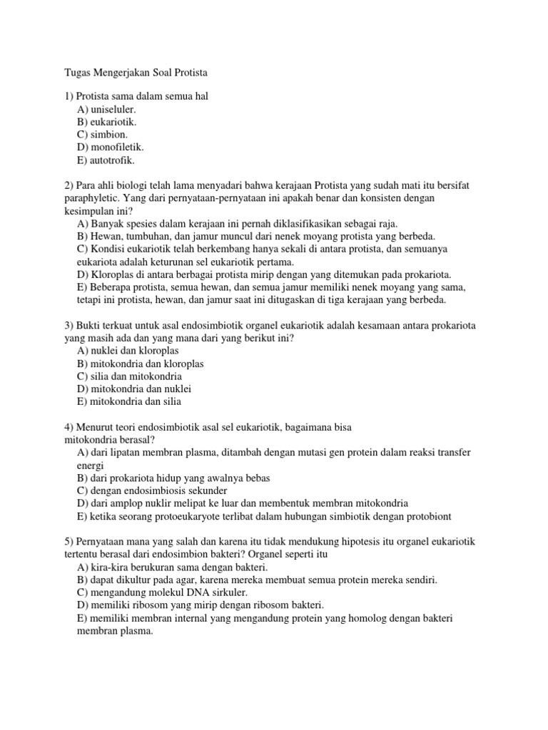 Soal Protista | PDF