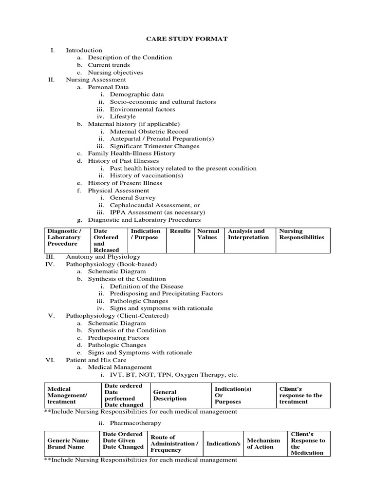 Clinical Case Study Format and Rubric | PDF | Medical Diagnosis | Nursing