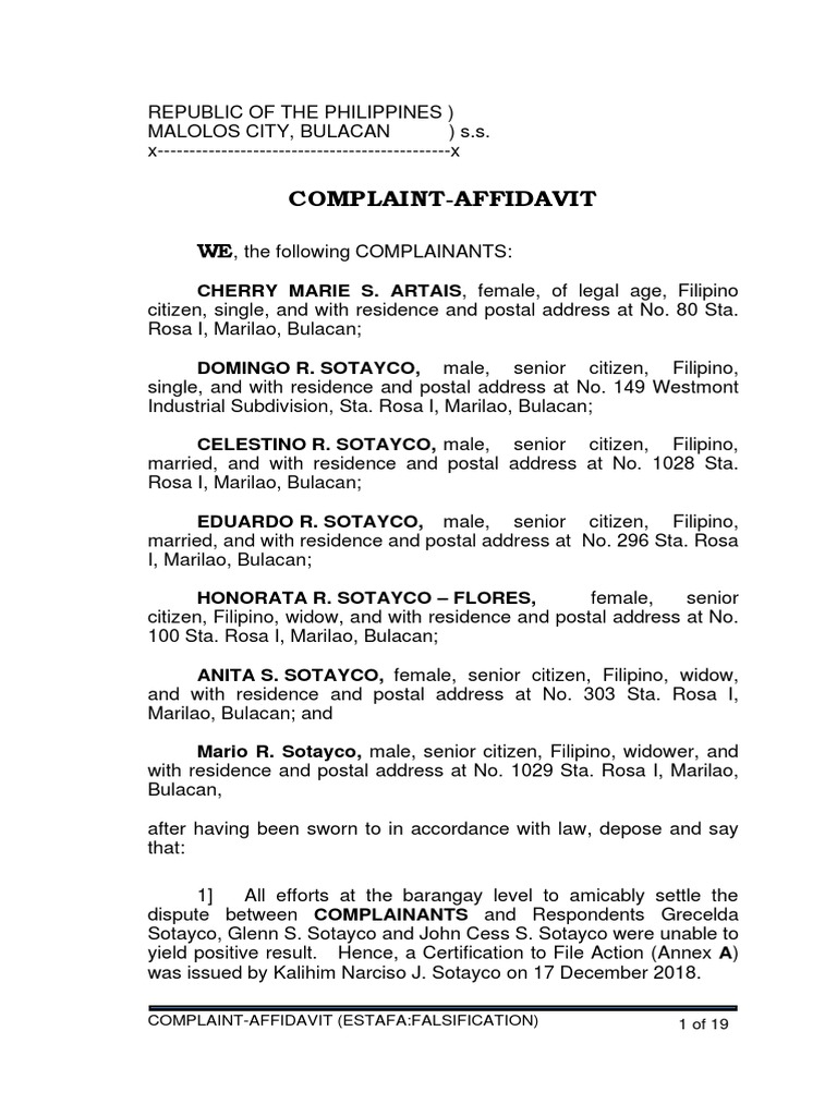 COMPLAINT-AFFIDAVIT | Conspiracy (Criminal) | Notary Public
