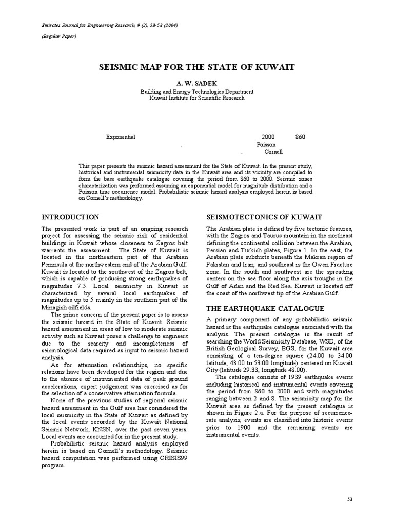 Seismic Map For Kuwait PDF | PDF | Seismology | Earthquakes