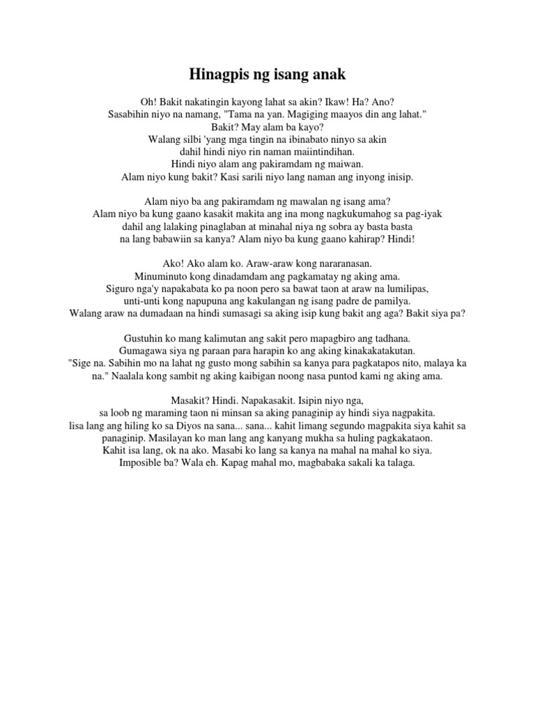 Hinagpis NG Isang Anak | PDF