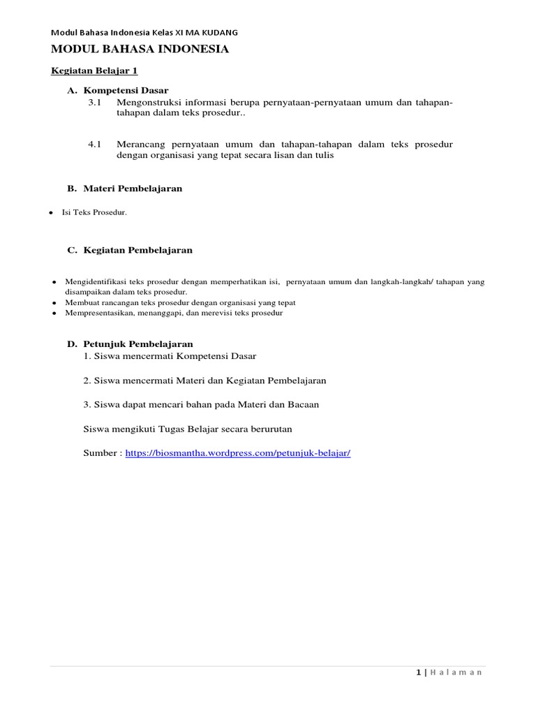 Modul XI - Teks Prosedur | PDF