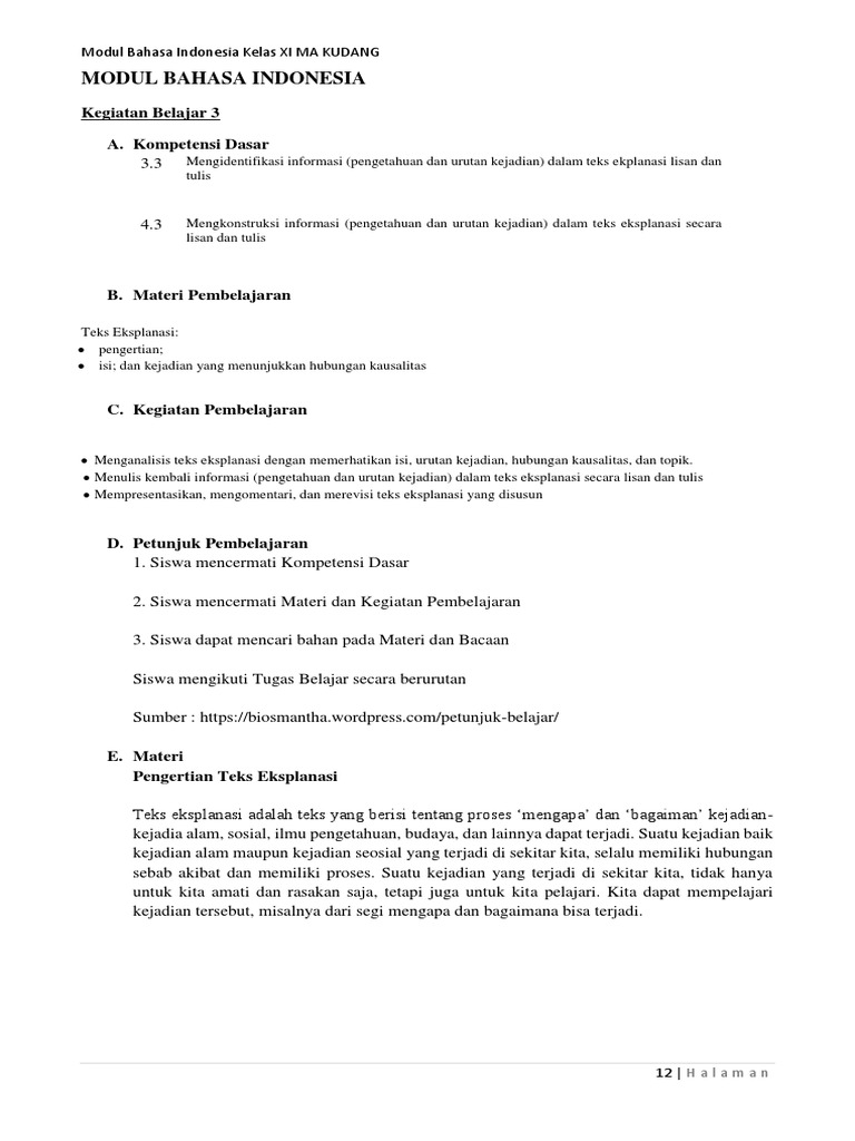Modul XI - Teks Eksplanasi | PDF