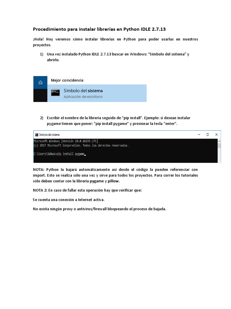 Instalación de librerías en Python IDLE | PDF